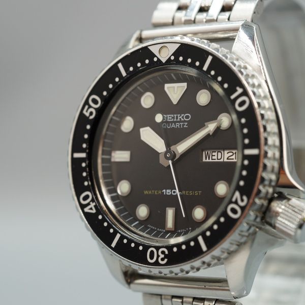 [EXC+5] SEIKO 6458-6000 Black Dial 150m Diver Quartz Mens Vintage Watch ...
