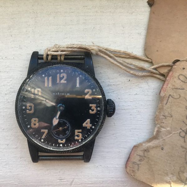 WALTHAM PROTOTYPE SAMPLE WRISTWATCH FROM FACTORY BLACK DIAL AND CASE ...