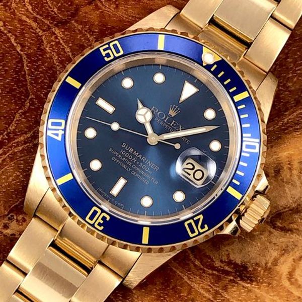 FS: 1991 18K Rolex Submariner 16618 w/ Blue Color-Change Dial & Boxes+ ...