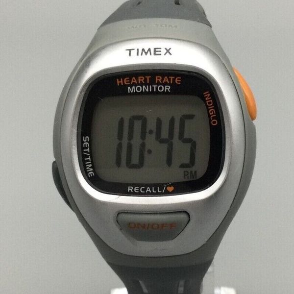 Timex Digital Watch Heart Rate Monitor Watch Unisex Gray Day Date New ...
