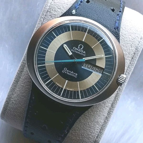 Vintage Omega Geneve Dynamic Auto Day Date Original Two Tonned Dial Men ...