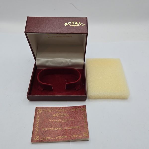 VINTAGE GOLD TOOLED ROTARY WATCH BOX & PAPERS UNSIGNED Used ...