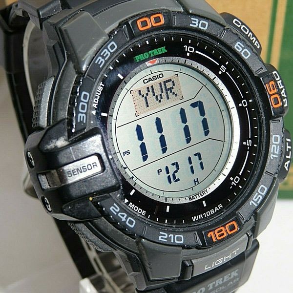 Casio Pro Trek Men's Tough Solar Triple Sensor Black Resin 52mm Watch ...