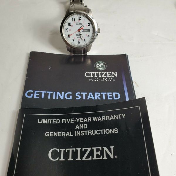 Rare Citizen ECO-DRIVE railroad approved WR 100 white dail with ...