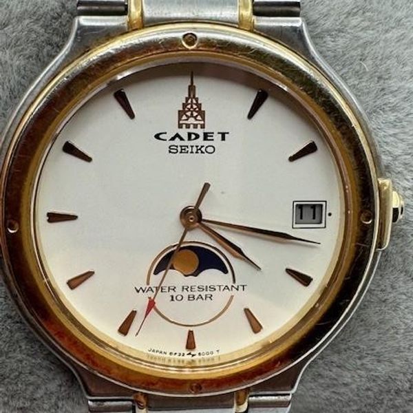 Vintage Men's Seiko CADET 6F32-6000 Moon Two Tone Quartz Date Watch New ...
