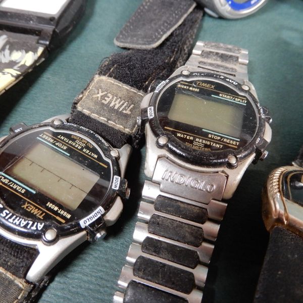 Lot of 24 Digital Watches Shown Sold For Parts/Repair Some Timex Omron ...