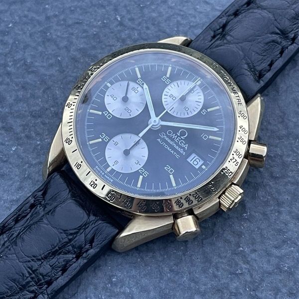 18k solid gold 1991 OMEGA Speedmaster ref: 175.0043 39mm automatic ...