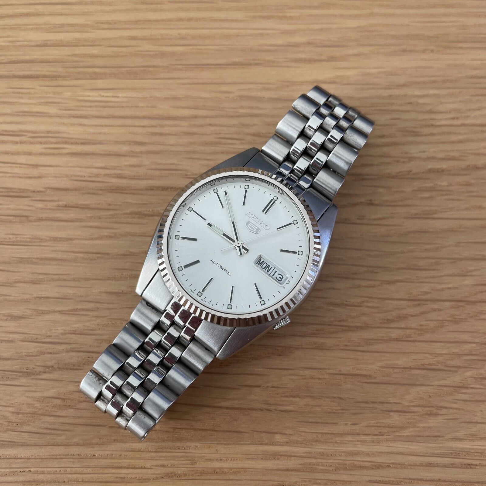 with Box Seiko 5 Automatic Men's White Watch Datejust style SNXJ89 ...