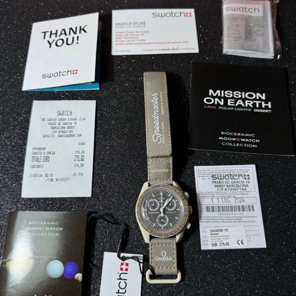 Omega X Swatch Moonswatch Mission To Earth DESERT Watch - With Box ...