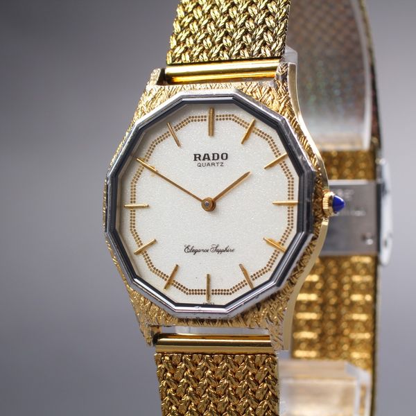 New Batt Vintage RADO Elegance Sapphire 128.9006.2 Gold Men's Unisex ...