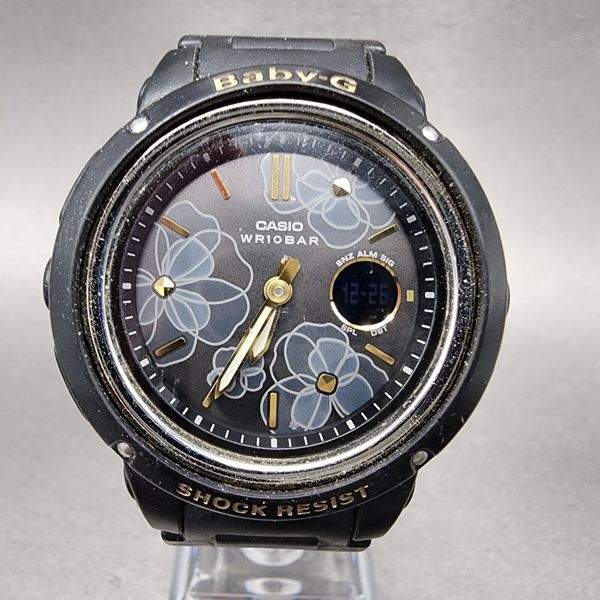 Casio baby G Watch Women 40mm Black Floral Dial Black Tone Analog ...