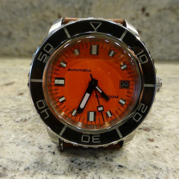 SOLD: Seiko SNZH55 with orange SOXA dial and hands, Crown & Buckle ...