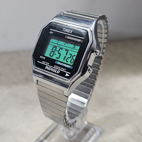 Timex Men's Classic Digital Watch T78587 Silver Indiglo (New Battery ...