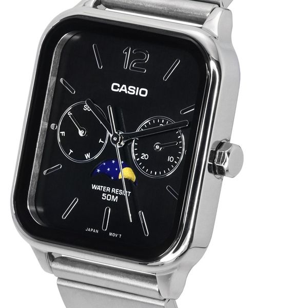 Casio Moon Phase Day/Date Black Dial Japan Mov't Quartz MTP-M305D-1A ...