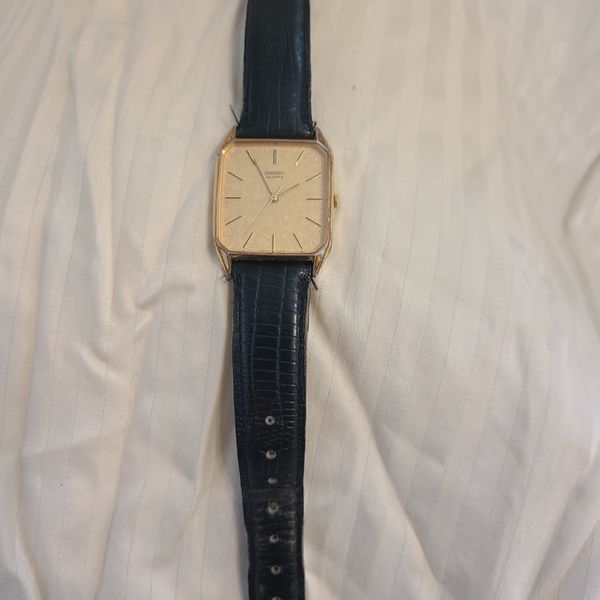 Seiko Quartz Vintage Rectangular Champagne Dial Men's Dress Wristwatch ...