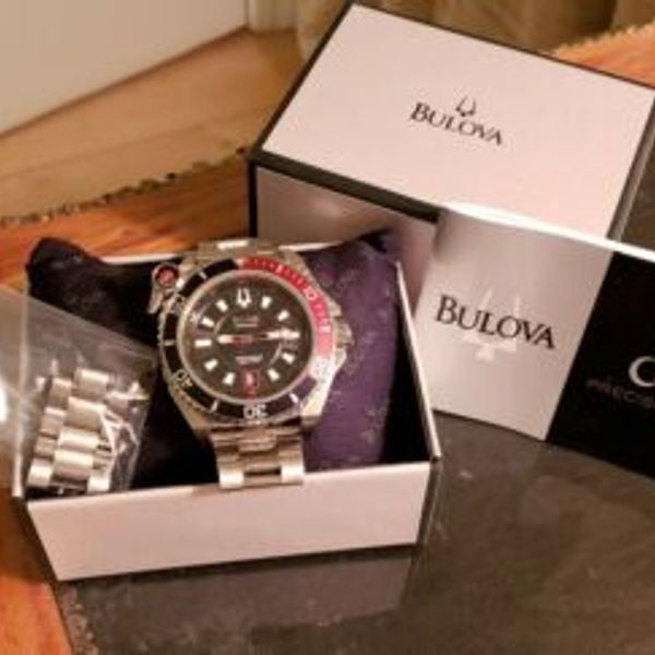 Bulova 98B166 Precisionist Catamount unique locking bezel, two straps ...