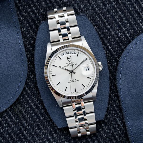 FS: Tudor Prince Date+Day 76214 with Silver Dial & 18K WG Fluted Bezel ...