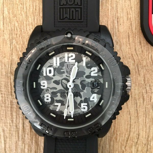 Rare Luminox x Stussy x Bape Collab Watch A BATHING APE Gray Camo ...