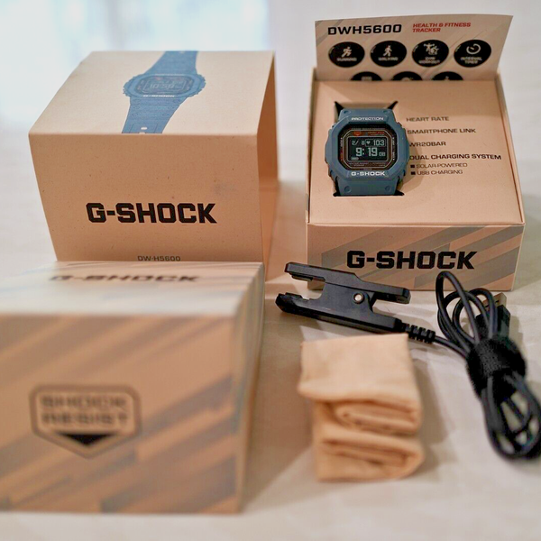 Casio G-Shock DWH5600-2 Blue Move Heart Rate Monitor Solar Activity MIP ...