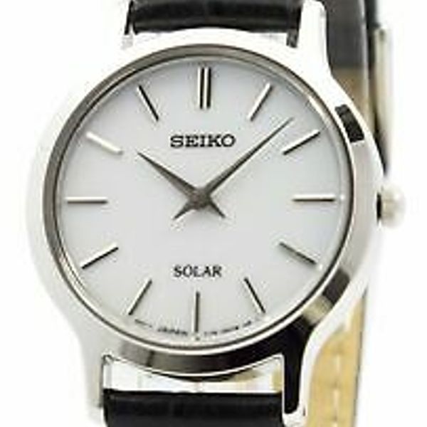 Seiko Solar White Dial Leather Strap SUP299 SUP299P1 SUP299P Women's ...