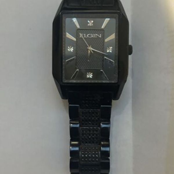 Elgin Mens Rectangle Tank Watch Black | WatchCharts Marketplace