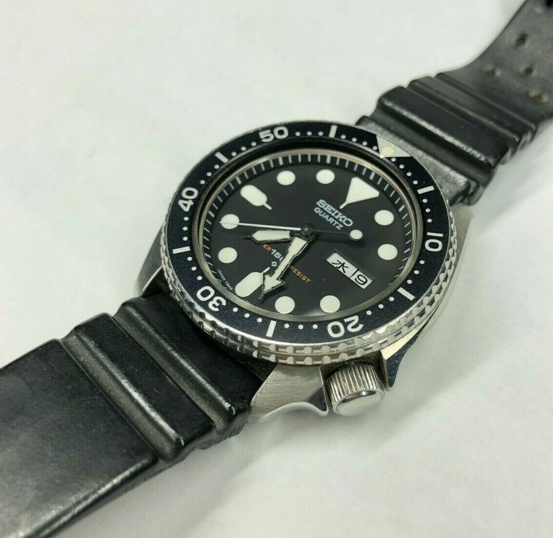 [w571] SEIKO DIVER 7548-7000 150m Quartz Original band New battery EX ...
