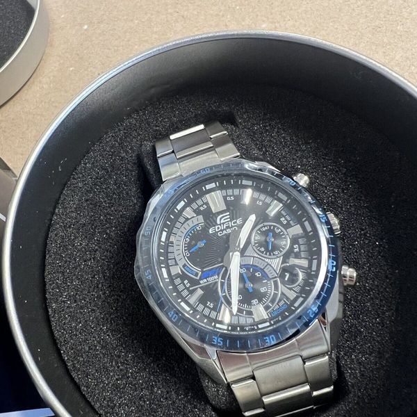 Casio Men's Edifice Stainless Steel Blue Chronograph Wrist Watch EFR ...