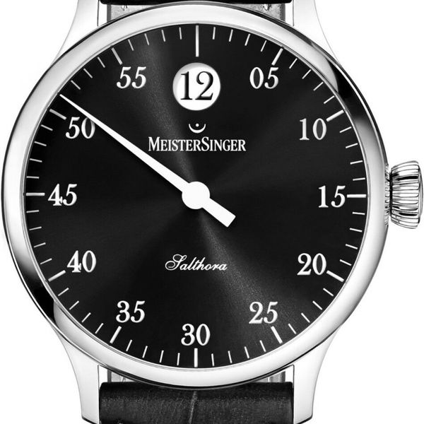 MeisterSinger Men's Salthora Leather Strap Jumping Hour Automatic Watch ...