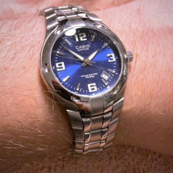 Casio edifice EF-125 / 2719 Blue Dial Stainless Steel Water Resistant ...
