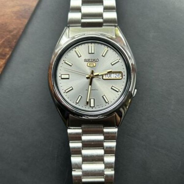 Seiko 5 Sports SNXS75 Men Gray Sunburst Datejust Automatic Watch 7S26 ...