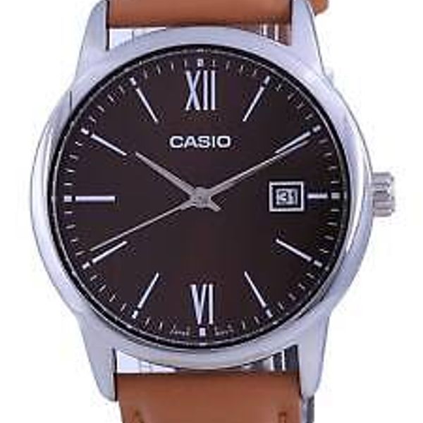 Casio Maroon Dial Stainless Steel Analog Quartz MTP-V002L-5B3 Men's ...