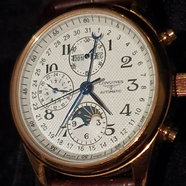 Longines Master Collection 18kt Rose Gold GMT Moonphase Automatic ...