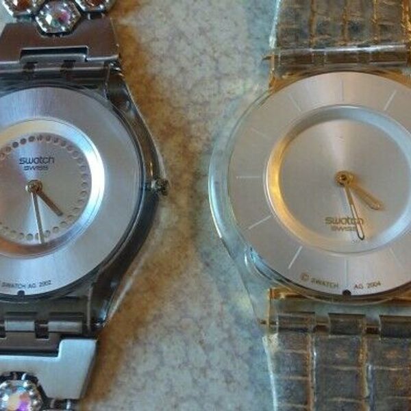 Swatch 2003 SPARKLING QUEEN SFM104 & 2005 D'ORATO SFK22 Skin Watch PAIR ...