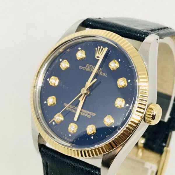 Beautiful Rolex Oyster Perpetual 1005 Gold & Stainless Steel Diamonds ...