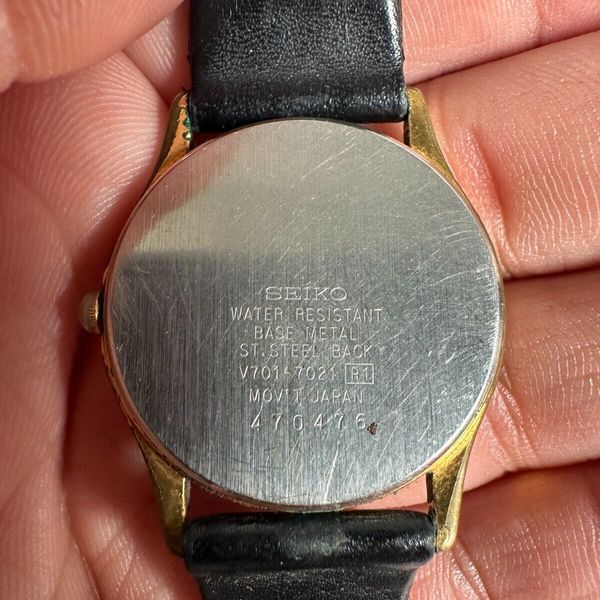 Seiko V701-7021 Quartz Mens Wrist Watch Classic Roman Thin Dress Watch Gold Dial | WatchCharts ...