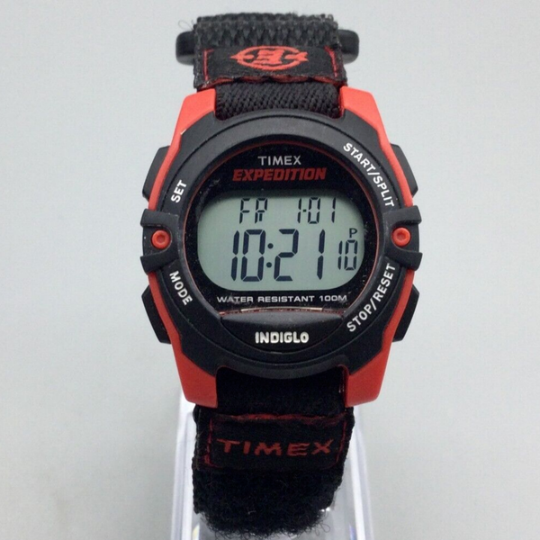 Timex Expedition Digital Watch Women Indiglo T49956 Black Red 34mm New Battery | WatchCharts ...