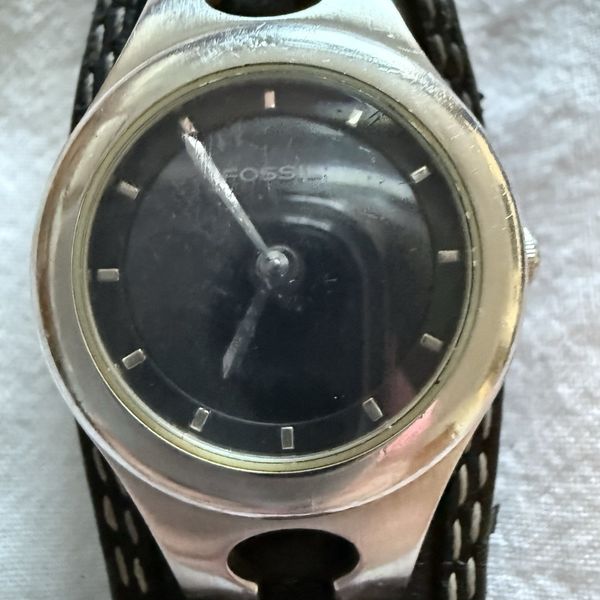Vintage Fossil Big Tic ES-9674 Flashing Stars Quartz Womenâ s Watch ...