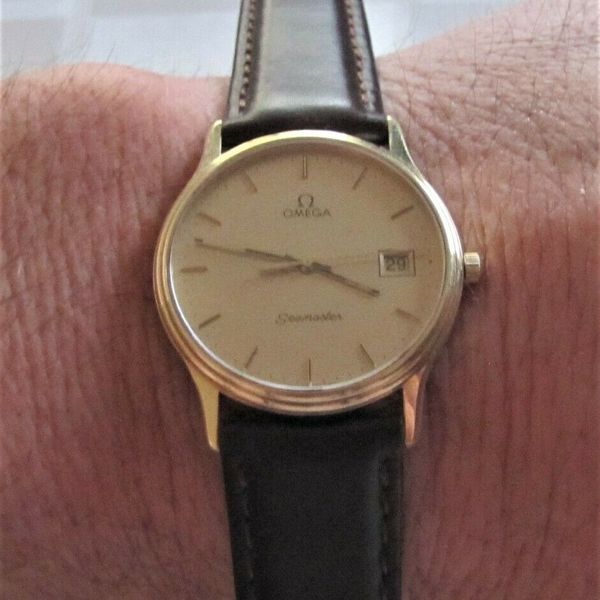 OMEGA JUBILEE QUARTZ CAL.1430 SOLID GOLD 14K MENS 32mm SWISS MADE ...