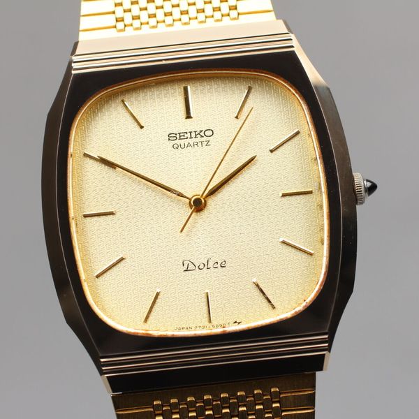 [Exc+5] Vintage Seiko Dolce 7731-5090 Gold Dial Quartz Men's Watch From JAPAN | WatchCharts ...