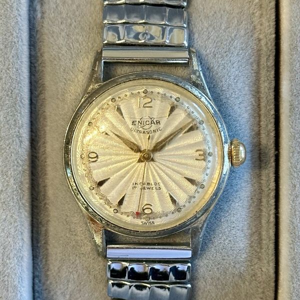 Vintage ENICAR Ultrasonic Mechanical Hand Wind 17J Bracelet Watch Swiss ...