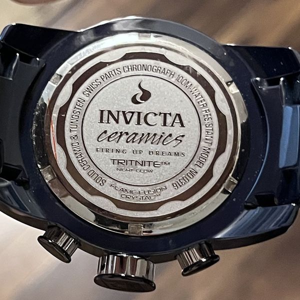 Invicta Rare Ceramics & Tungsten, Navy Blue Tritnite Men's Watch, Model ...