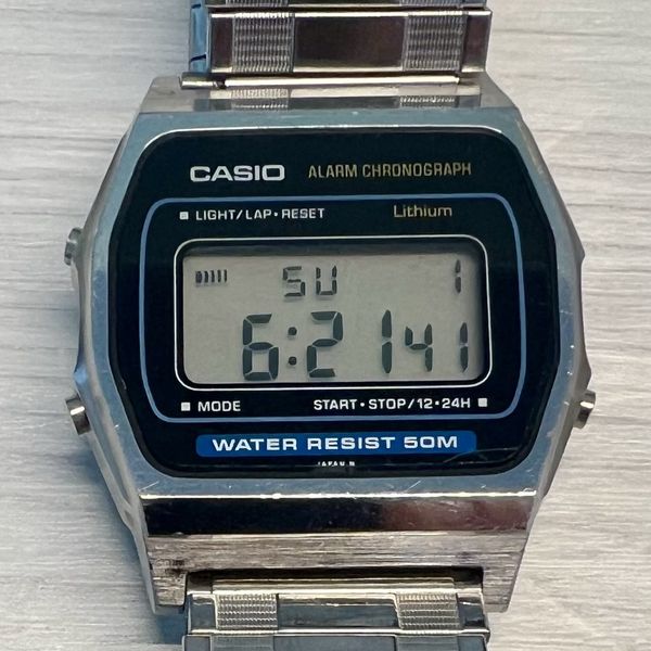 Vintage 80s CASIO JAPAN 415 W-34 Digital Watch Chronograph Stainless ...