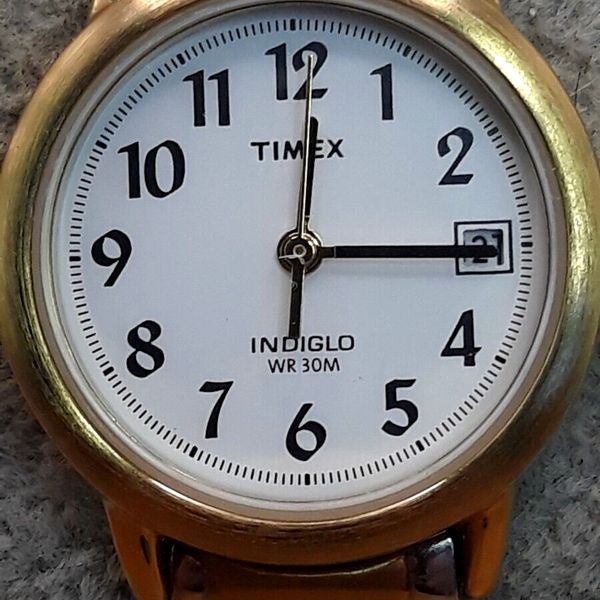 Timex Indiglo T2H381 WR-30m White Dial Two Tone Watch (Working ...