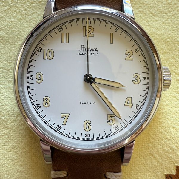 Stowa Partitio 37mm Classic White Watch with Hand-wound Top Grade ...