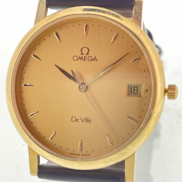 Vintage Omega De Ville 18ct Solid Gold Quartz Men's Watch 1998 Luxury ...