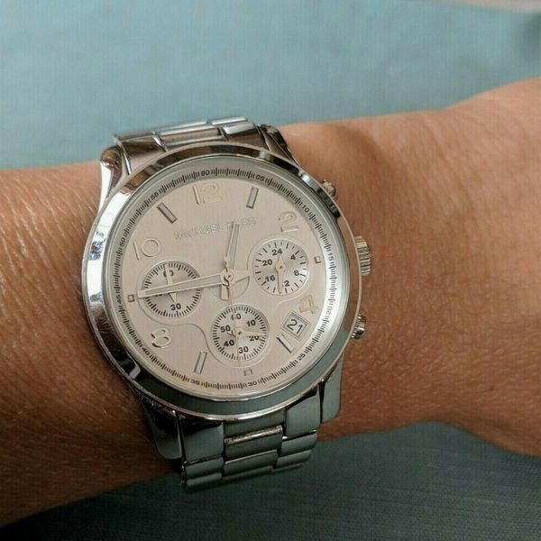 Michael Kors MK5076 Runway Chronograph Silver Stainless Steel 38mm ...
