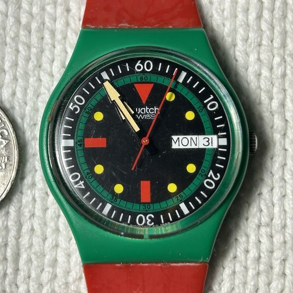 Swatch Very RARE 1986 Gent Emerald Diver Watch GG703 Works ...