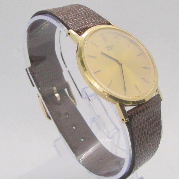SEIKO Quartz Dress Watch Gold Color 8620-0029 Brown Band 32mm Wrist ...