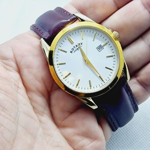 Rotary Gold GS03438/06 Gold Plated Gents Leather Strap Watch STKG496 ...