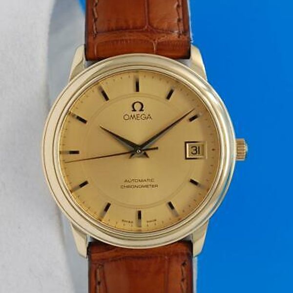 Mens Omega DeVille Prestige 18K Gold Automatic Chronometer Watch - 4600 ...